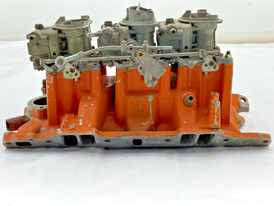 1970 Mopar 340 6 Pack Intake Holley Carbs Carburetors Direct Connect ...