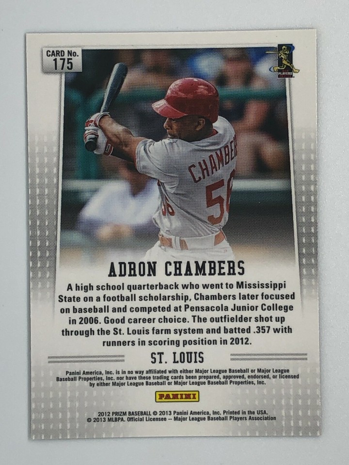 2012 Prizm Adron Chambers RC #175 | eBay