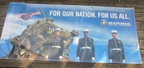 USMC Marines Official Vinyl Recruitment Banner 76 x 33 Iwo Jima For Our ...