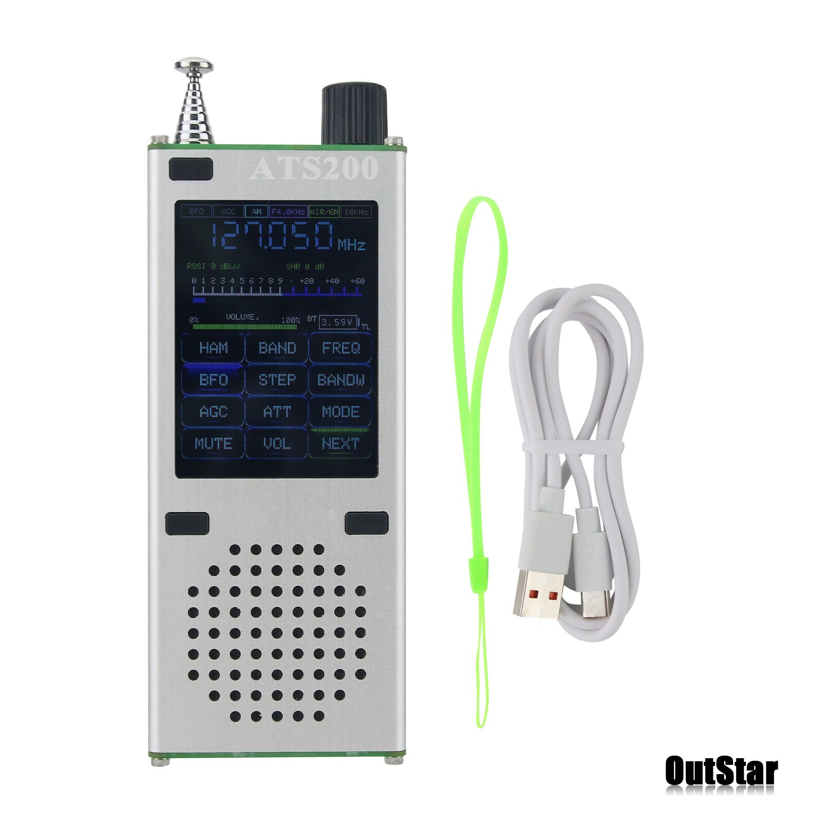 2.4" TFT ATS200 Full Band Radio Receiver Aviation Band Radio SSB LSB FM ...