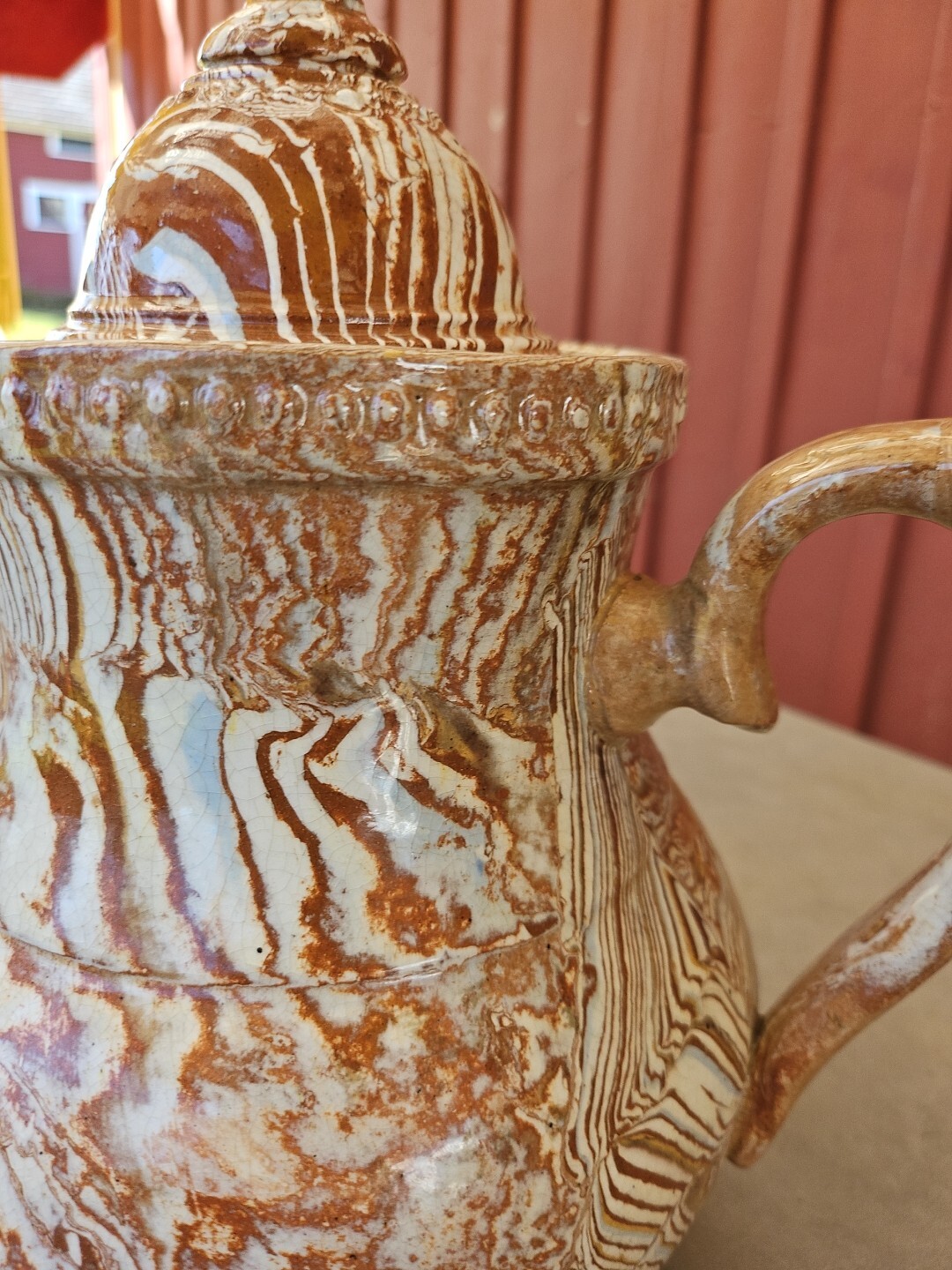 Staffordshire Mochaware Agate Ware XL Coffee TEA Pot 11"x12" RARE | eBay