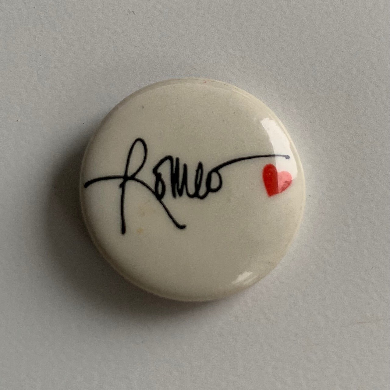 Vintage 1980's ROMEO red heart White PIN PinBack Button Badge 1.in NG ...