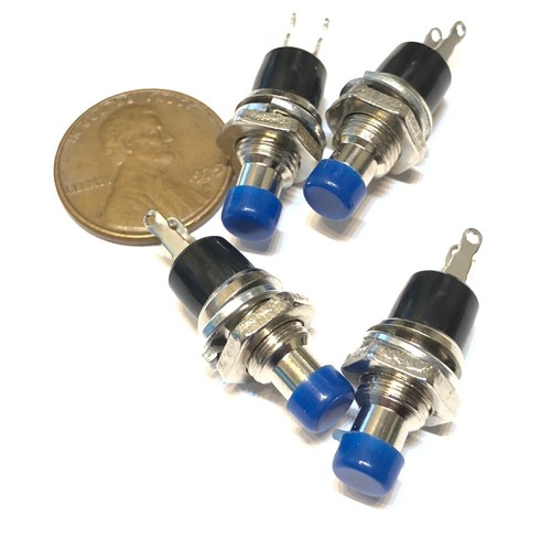 4 Pieces NC Blue normally closed Mini Push Button Momentary OFF ON ...