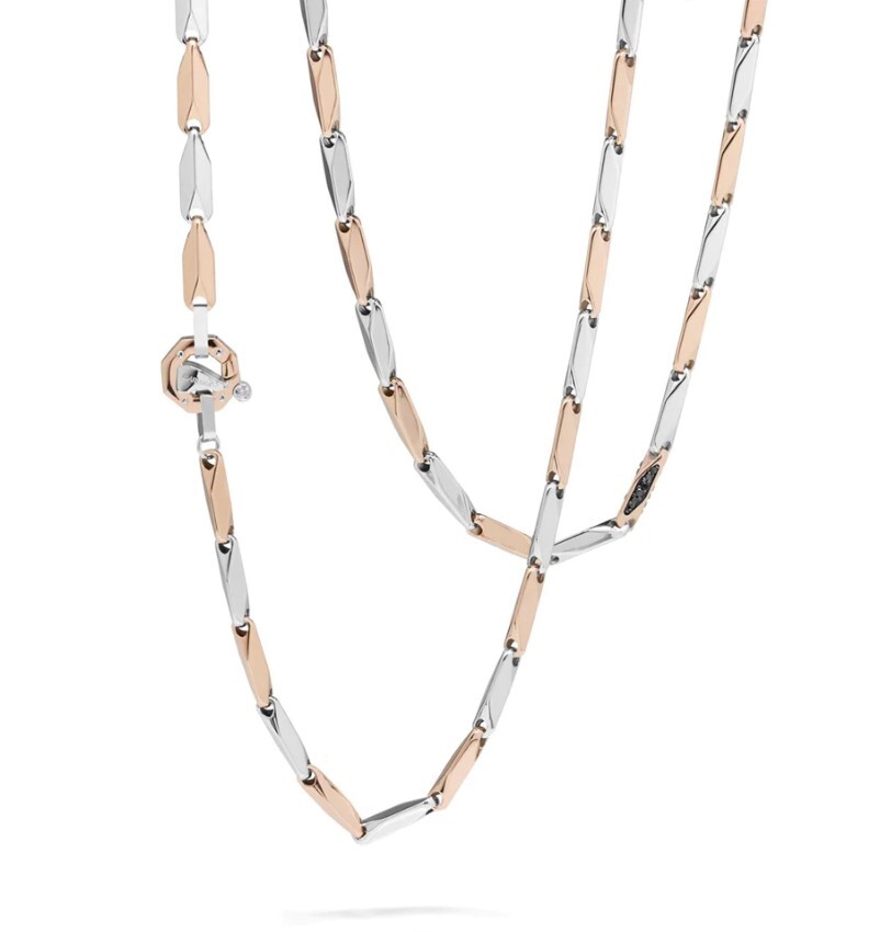 BARAKA Men's GC292221RBDN600019 Nexus Gold & Black/White Diamonds Chain ...