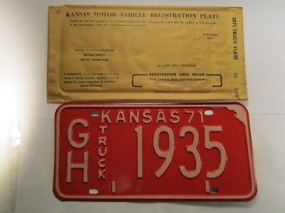 *Unused* LICENSE PLATE Truck Tag 1971 KANSAS GH 1935 Graham County ...