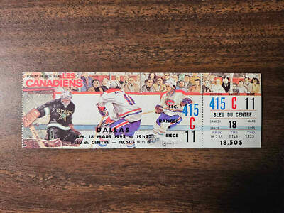 Rare Montreal Canadiens forum ticket season 1994-95 unused Vs Dallas ...