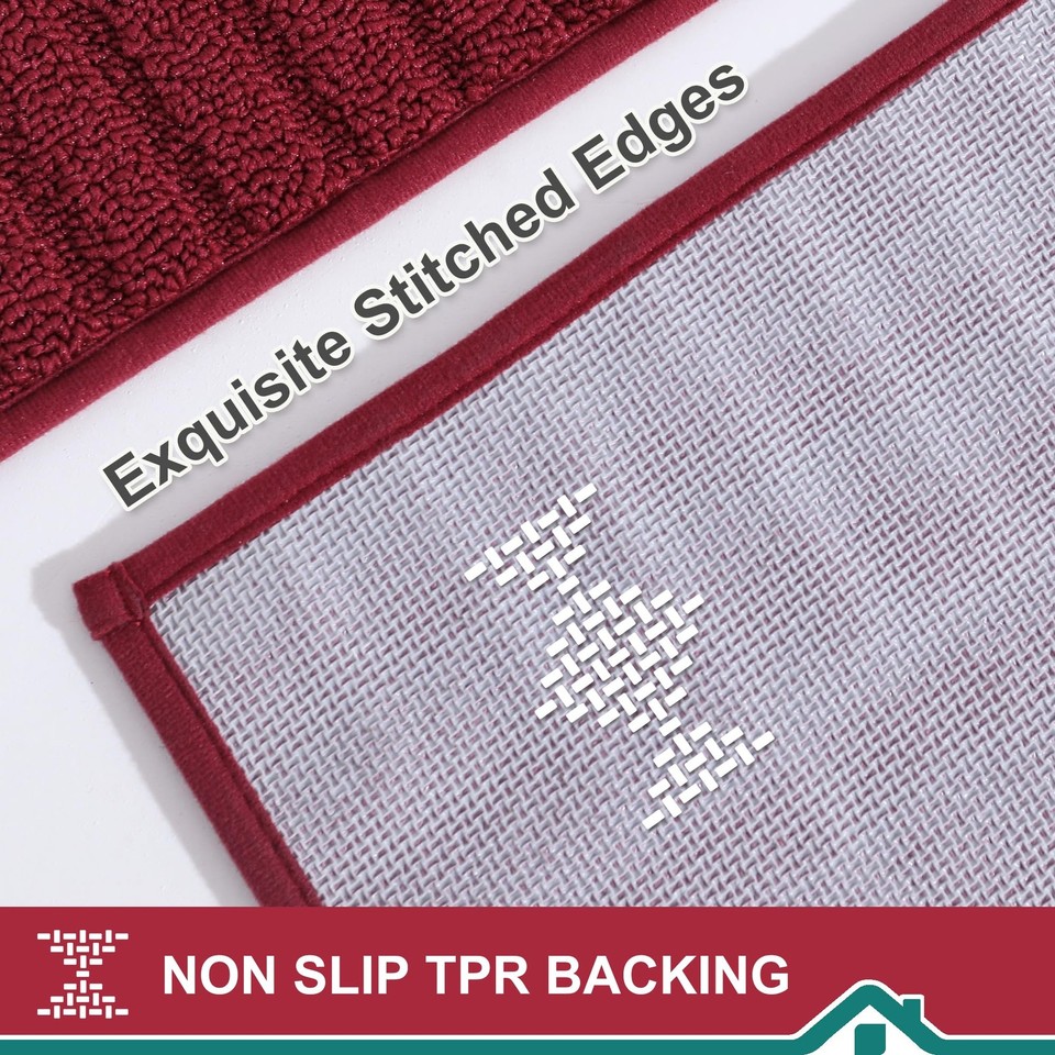 20x30 Red Non-Skid Washable Kitchen Rug Mat with TPR Backing, Floor Mat ...