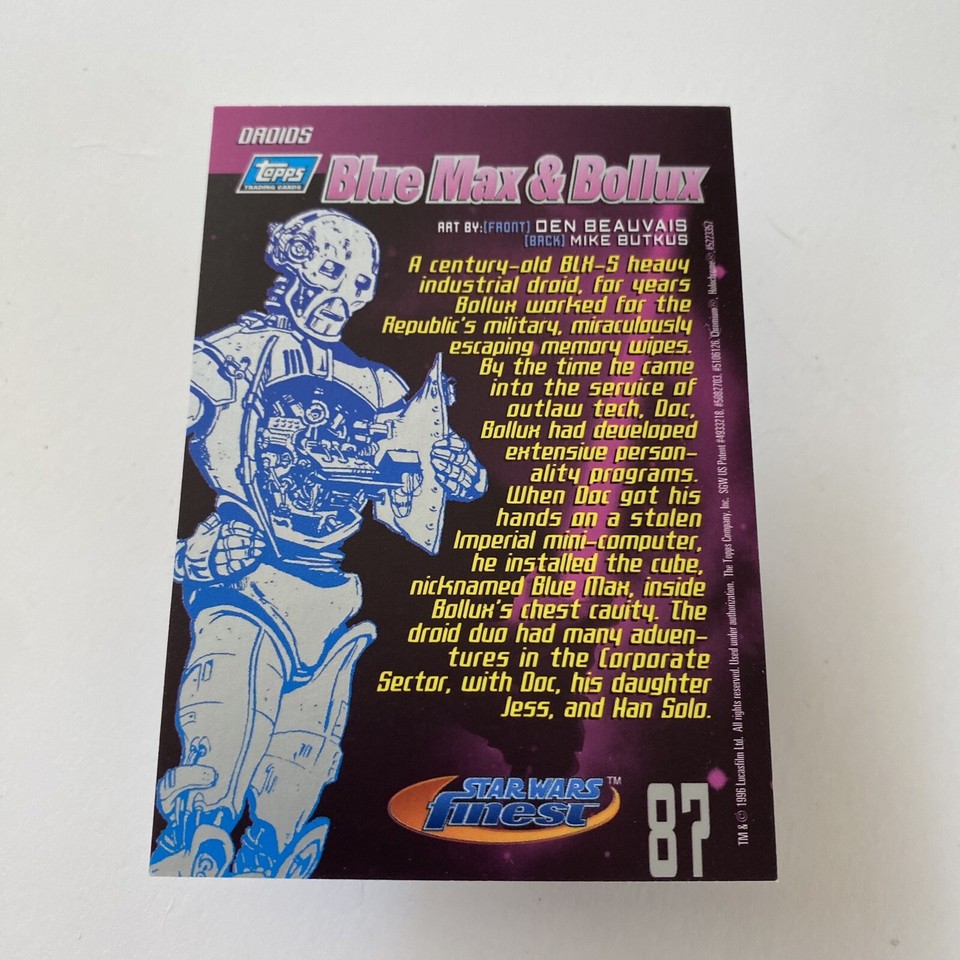 vintage 1996 Topps Star Wars Finest Chromium #87 Blue Max & Bollux | eBay