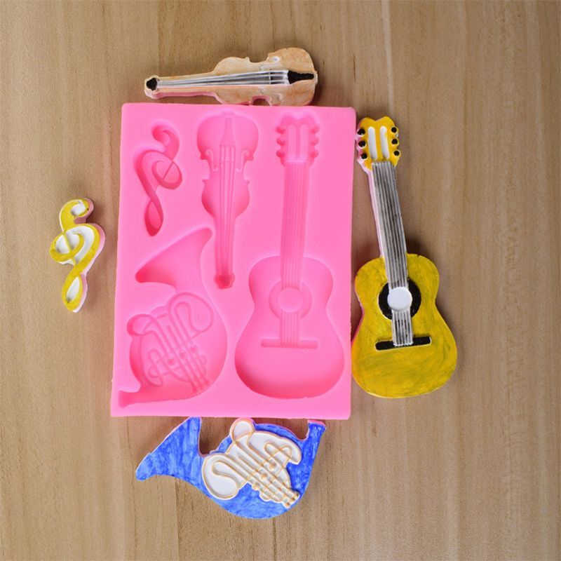 Silicone Mold Guitar Violin Keychain Mould With Hole Keyring Pendant ...