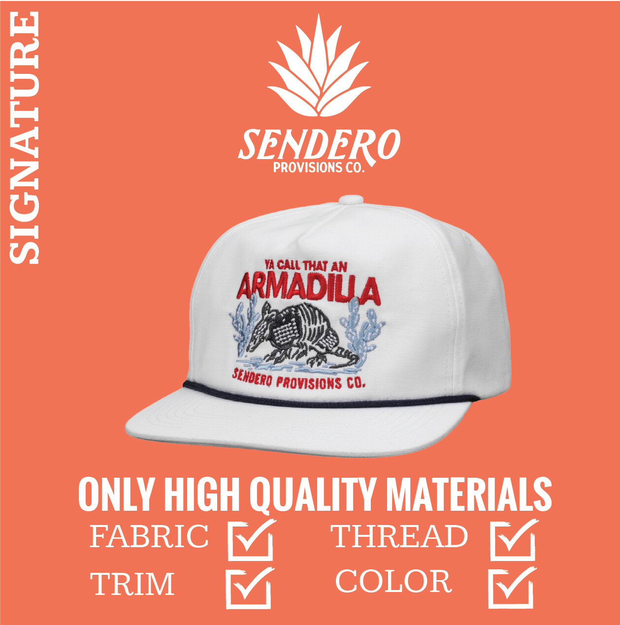 Sendero Provisions Co. White Armadilla Outdoor Snapback Hat | eBay