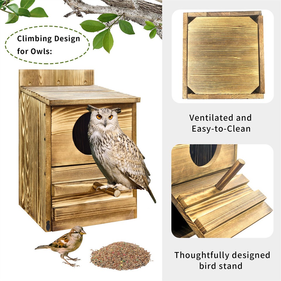 Owl House-Wooden Owl Box Owl Houses for Outdoors Suitable for Barn Owl ...