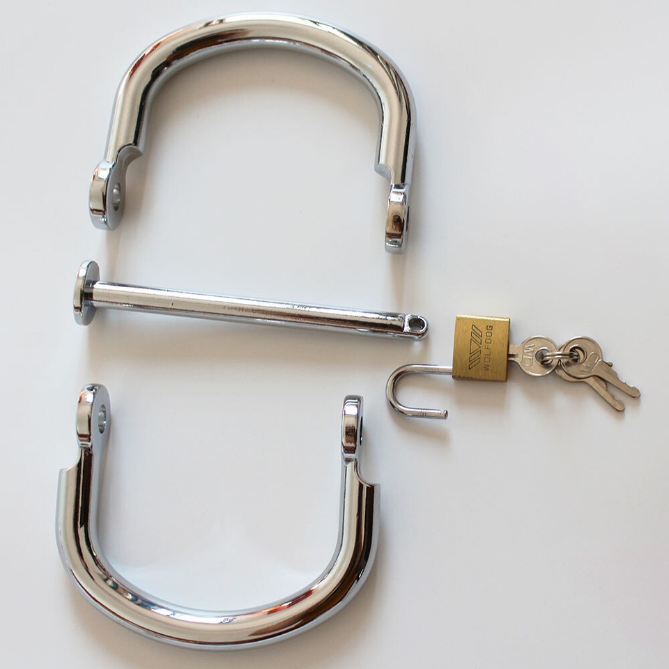 Bondage Stainless Steel Handcuffs Wrist Cuffs Slave Lockable Restraint ...