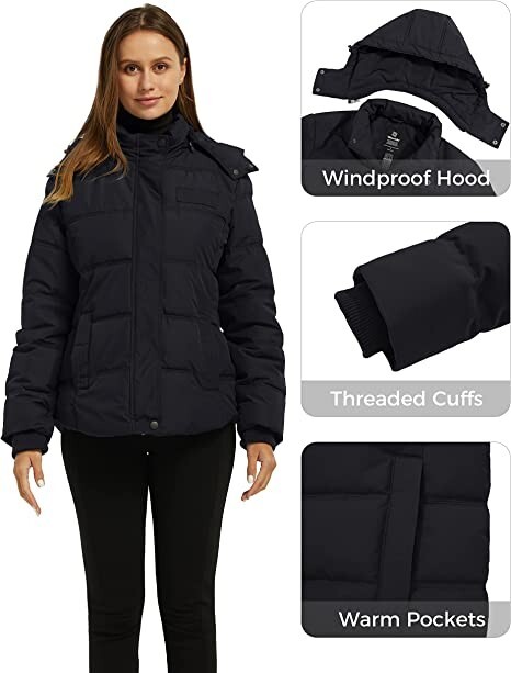 Wantdo M Women's Winter Warm Puffer Jacket Comfortable Quilted Jacket w ...