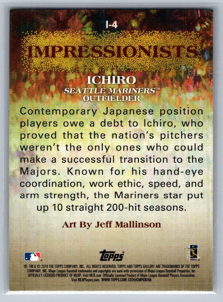 2018 Topps Gallery Impressionists #I-4 Ichiro SP Seattle Mariners | eBay