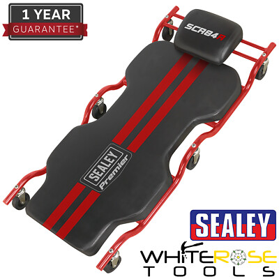 Sealey Steel Creeper with 6 Wheels & Headrest Deluxe Seat Stool ...