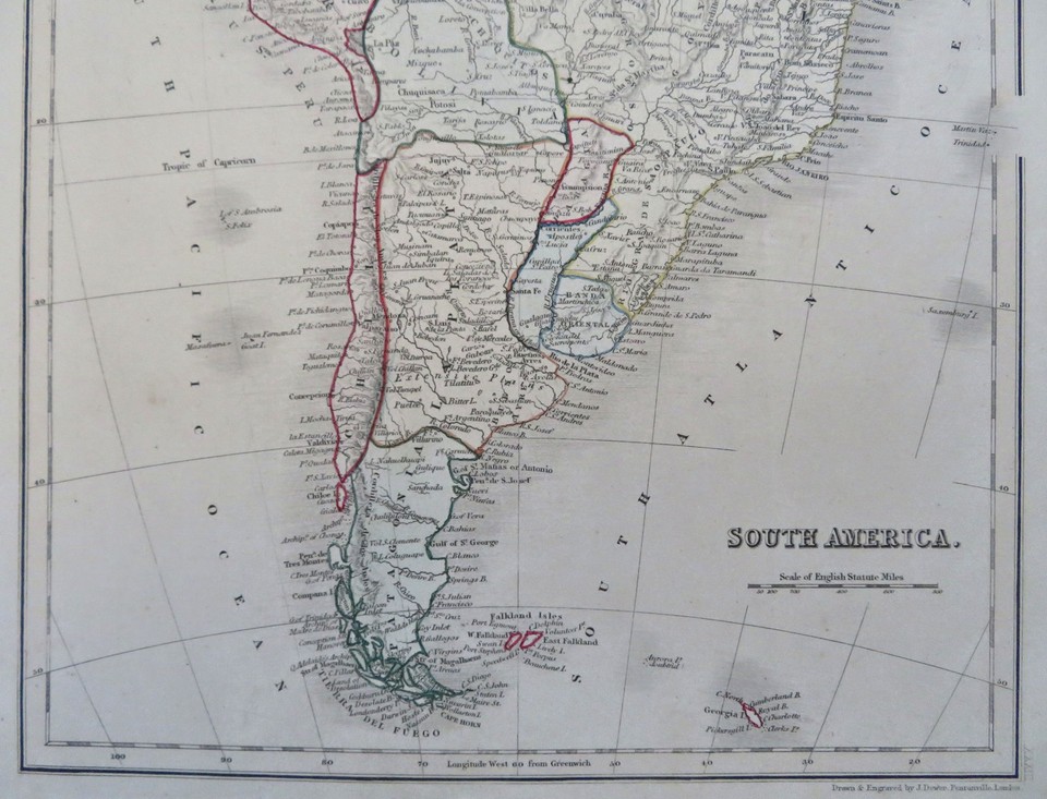 South America Brazil Columbia Peru Argentina c. 1840 Dower-Orr hand ...