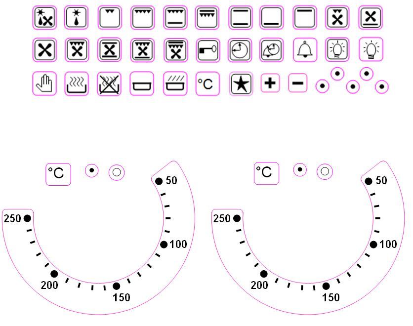Oven Temperature Decals Stickers 50-250 & 36 replacement oven symbols ...