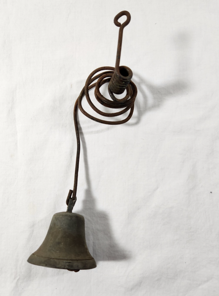 Country Store Shop Keeper Hanging Antique Brass Spring Door Bell | eBay