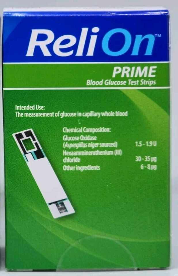 ReliOn Prime Blood Glucose Test Strips - 50 Count New in Box Exp 03/11 ...