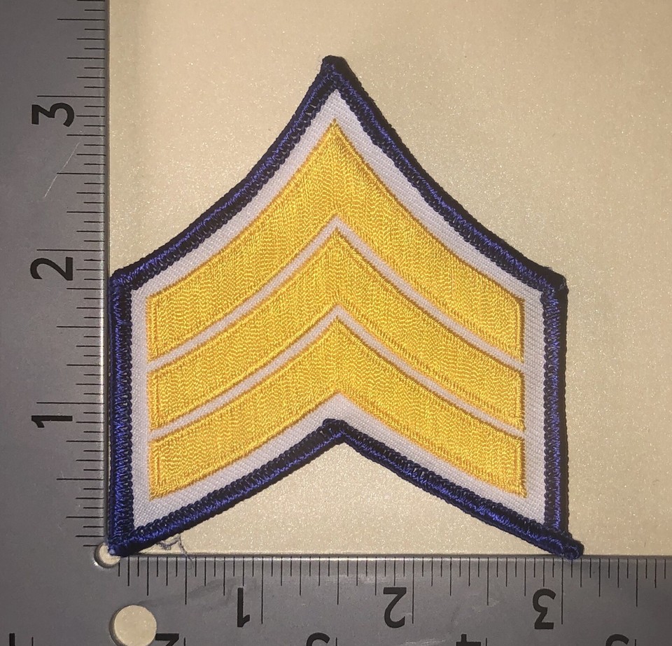 One Pair Sergeant Police Security Chevrons Stripes Patch Gold White And ...