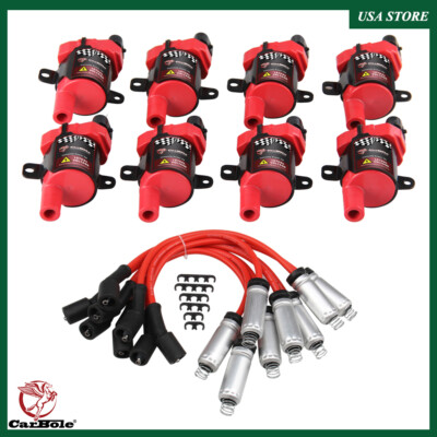 8 Round Ignition Coils &Spark Plug Wires 2002-2006 Chevrolet Avalanche ...