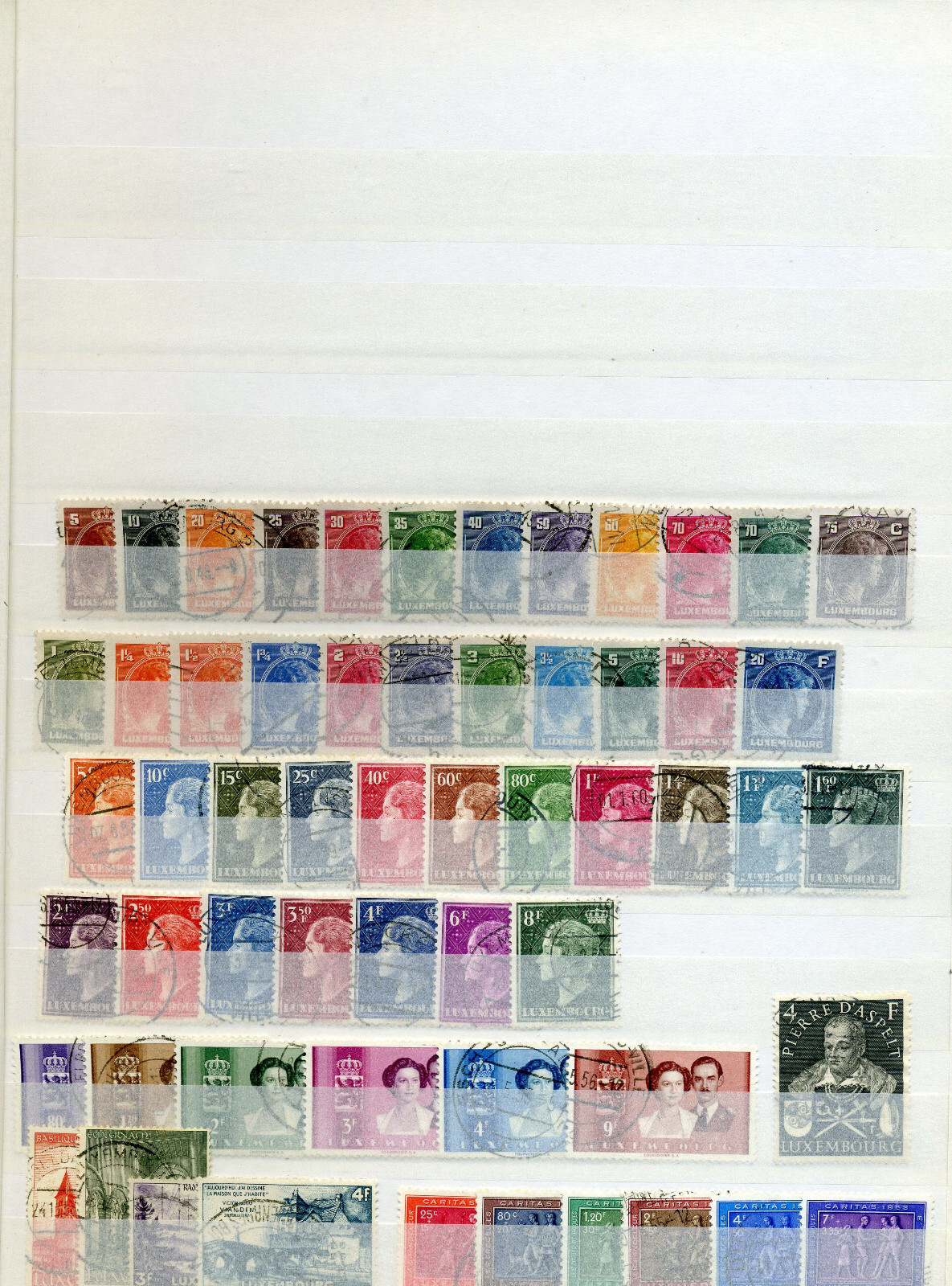 Luxembourg, 19 pages, collection, caritas, overprint, Charlotte, mini ...
