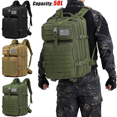 Tactical Rucksack Military Hunting Hiking Daypack 50L Large Army Molle ...