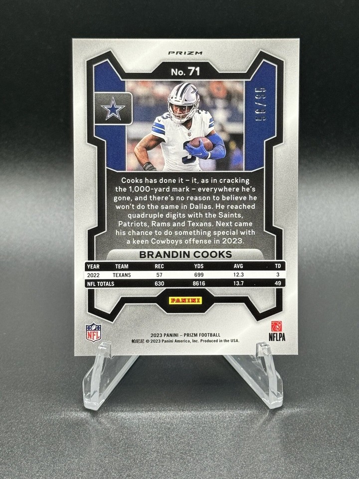 2023 Panini Prizm Brandin Cooks SP No Huddle Blue Disco Prizm /95 ...