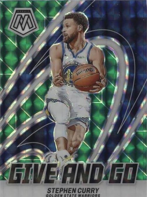2023-24 Panini Mosaic - Give and Go Stephen Curry #1 Green Mosaic Prizm ...