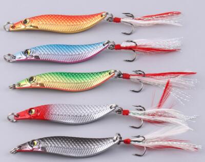 5PCS Metal Jig Fishing Lures Spinner Spoon Jigs Hook Sinking Swimbaits ...