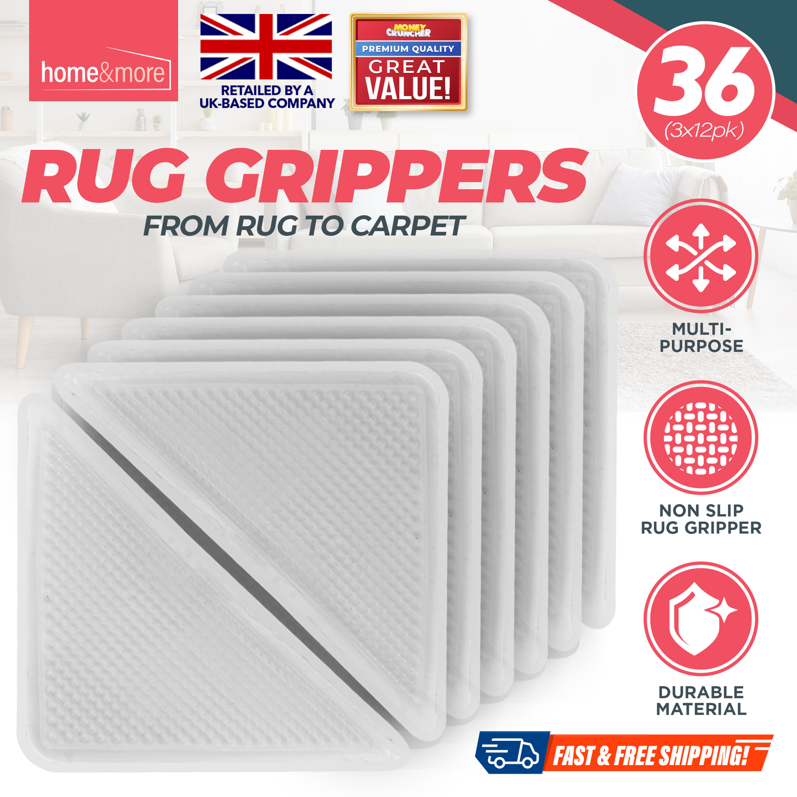 12-36 Rug Gripper Non Slip Grip Carpet Laminate Mat Stopper Floor ...