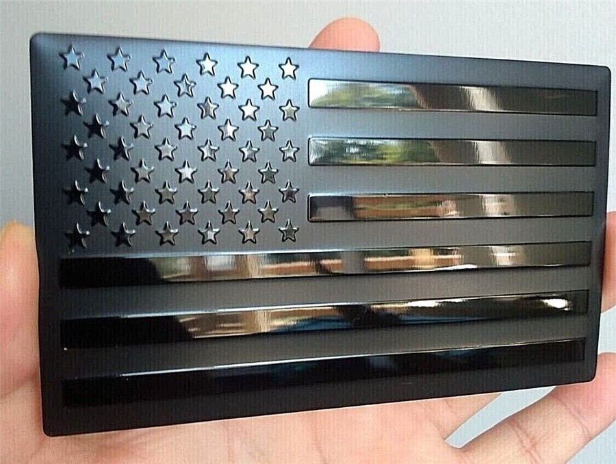American Badge Emblem Flag Decal Car SUV USA Sticker Black Aluminum ...