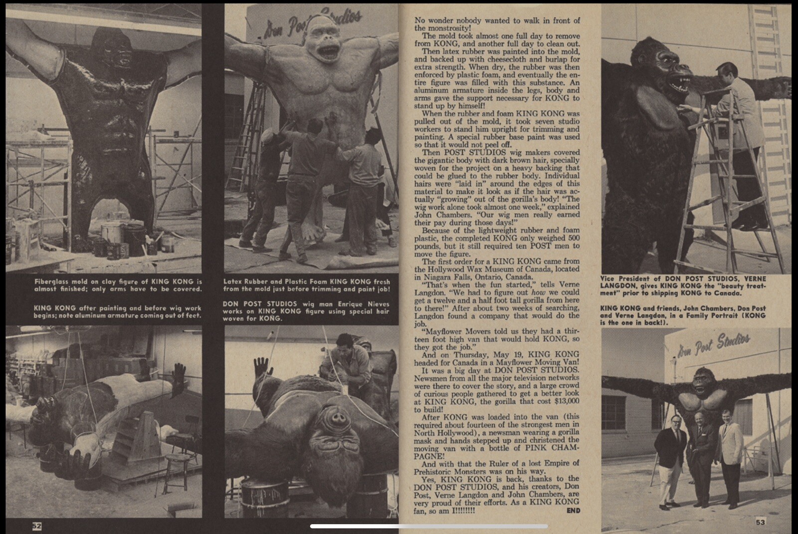 Marcel Delgado King Kong Created For Don Post Studios 1968, Info in ...