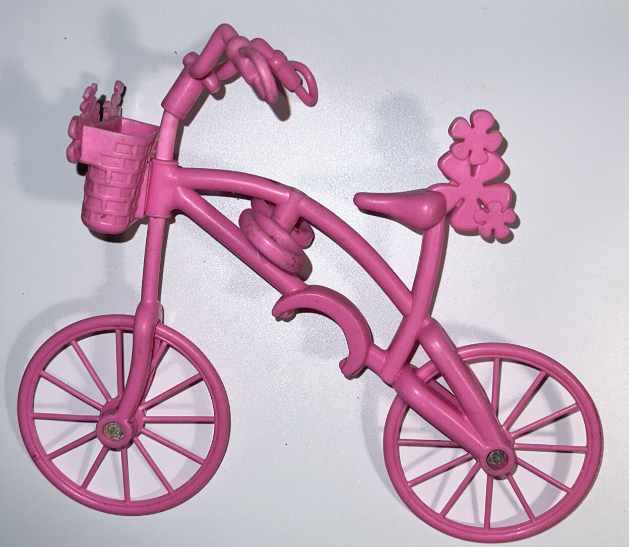 Barbie Mattel 2007 Barbie Bicycle Bike pink plastic Basket w/ flowers ...