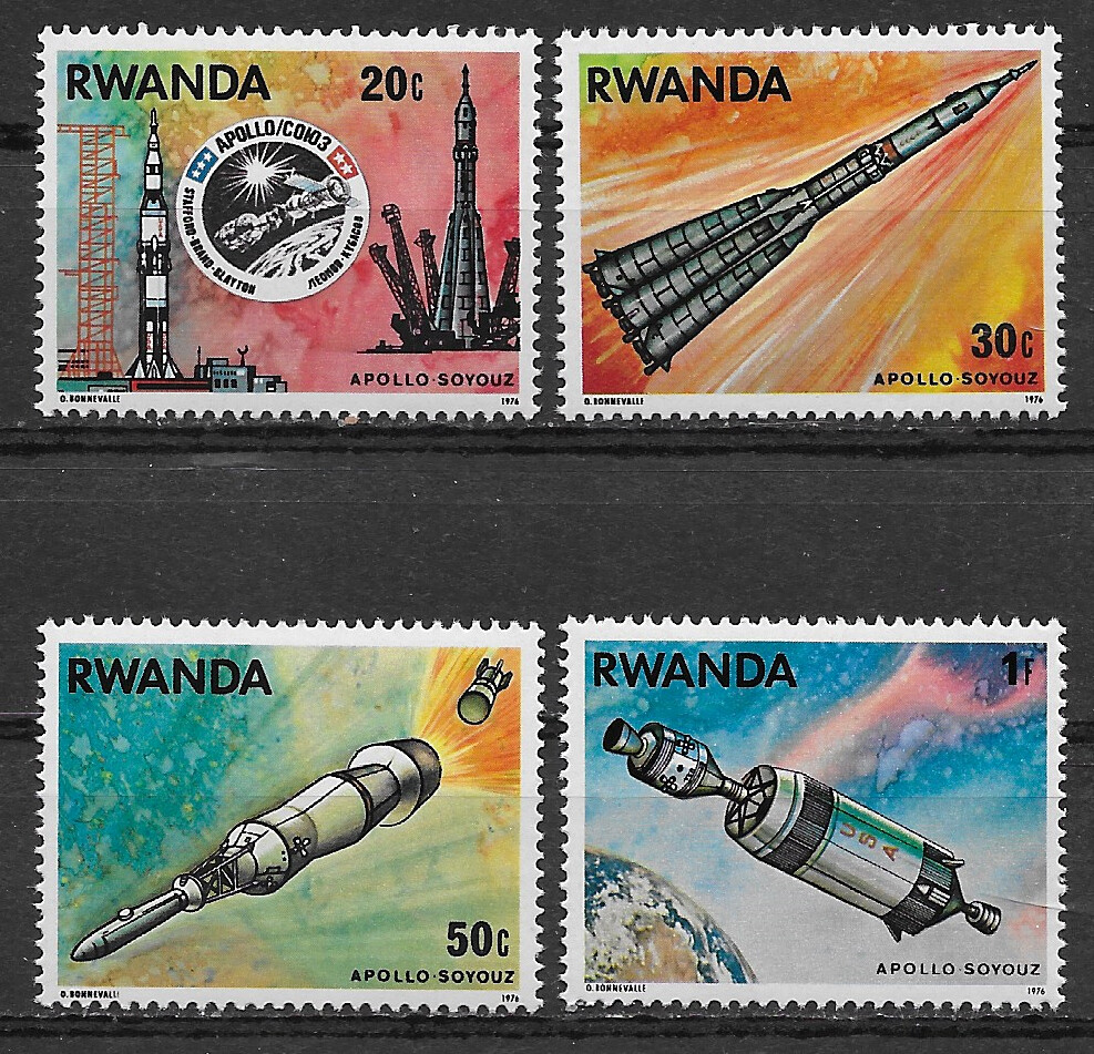 RWANDA , 1976 , APOLLO & SOYUZ PROGRAMS , SPACE , SET OF 4 , PERF , MNH ...