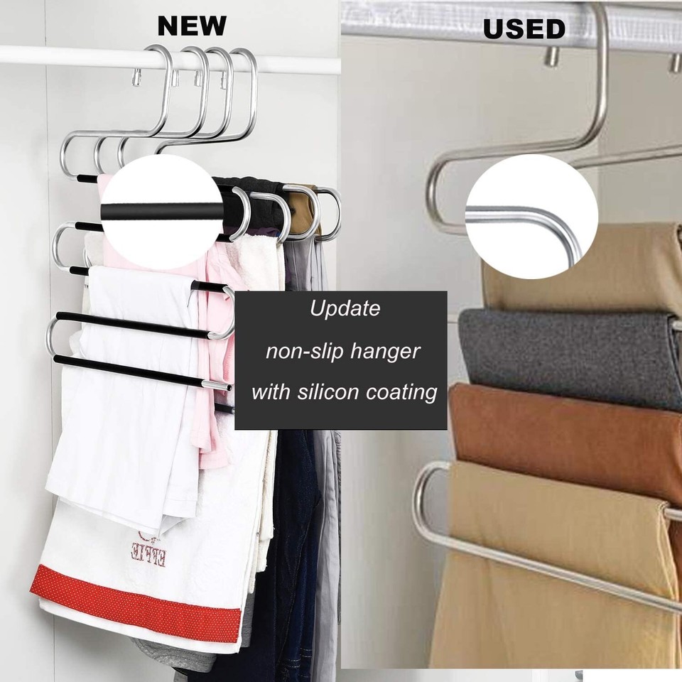 Trousers Hanger 5 Layers S Shape Pants Scarf Hanger Holder Closet Space ...