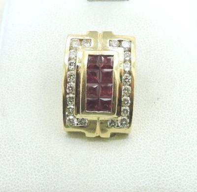 14k Solid Yellow Gold 2.04 CT Ruby & Diamond Slider necklace Enhancer ...