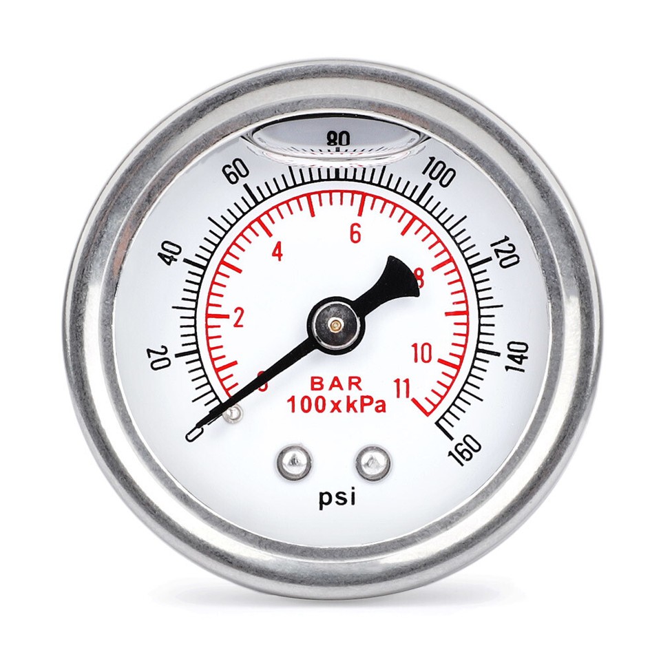 2Pcs Fuel Pressure Gauge 0-160 PSI Liquid Filled Oil Pressure Gauge 1/8 ...
