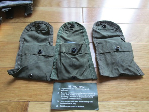 (3) US MILITARY USGI ALICE COMPASS POUCH CASE OD GREEN NYLON!! EXC ...