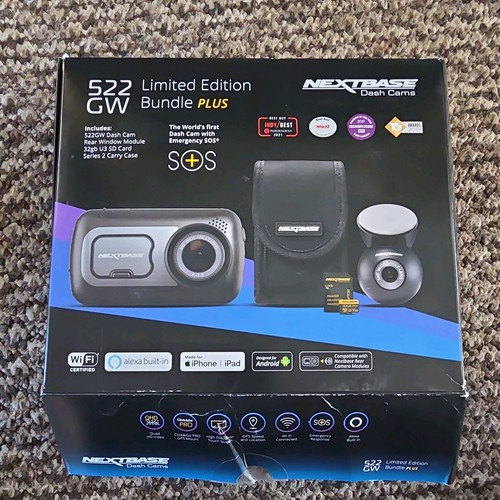 NEXTBASE 522GW HD Dash Cam with 32GB SD Card, Rear Camera, Case + Power ...