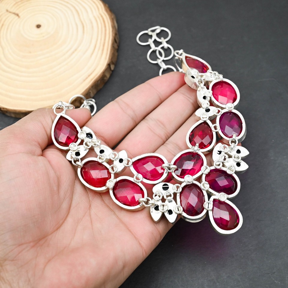 Mozambique Garnet Black Spinel 925 Sterling Silver Jewelry Necklace 18 ...