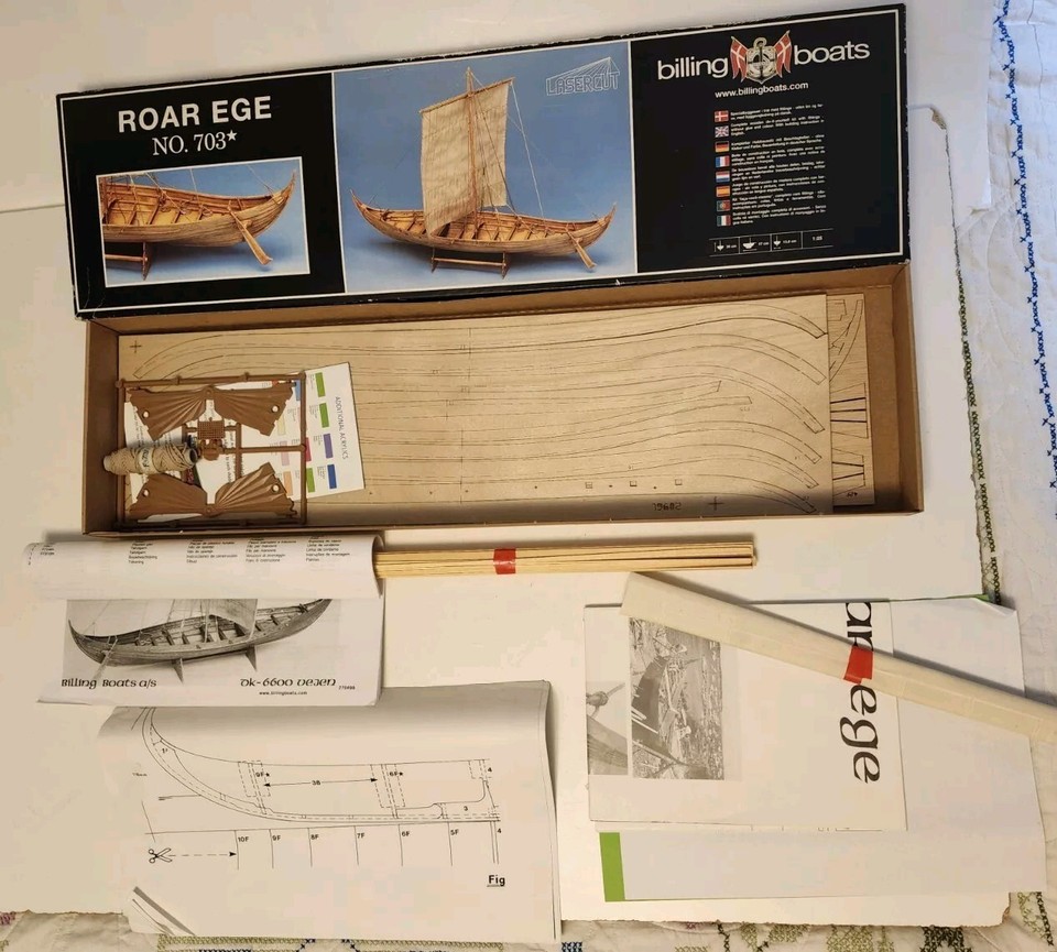 Vintage Billing Boats Roar Ege 703 Danish Viking 1:25 wooden model boat ...