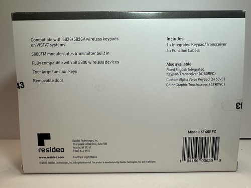 BRAND NEW Honeywell Vista 6160RFC KEYPAD CUSTOM ALPHA ADEMCO RESIDEO ...