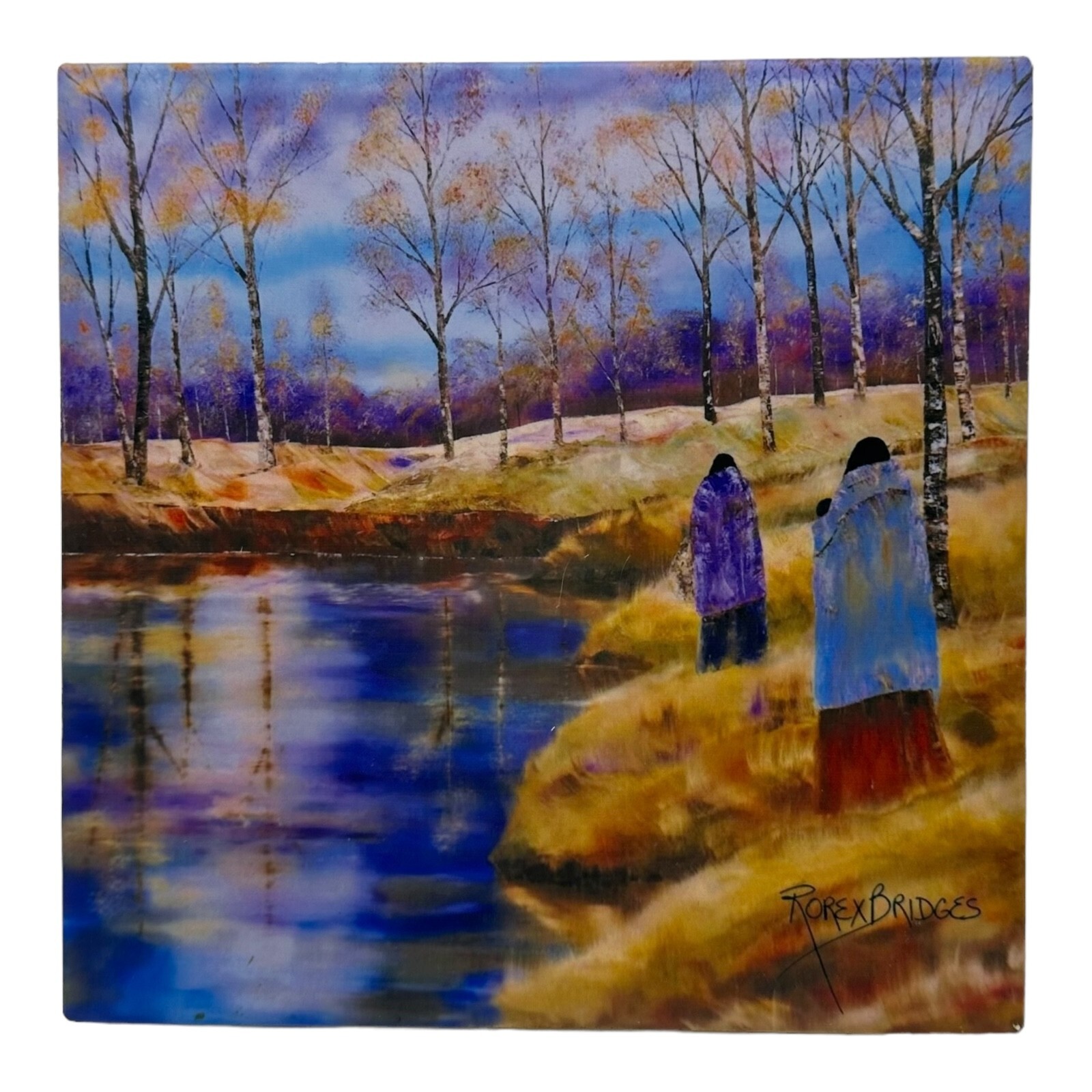 Jeanne Rorex Bridges Tile Autumn Golds 6" x 6" Native American Echota ...