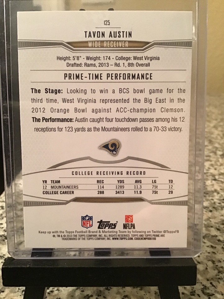 2013 TOPPS PRIME # 125 TAVON AUSTIN ROOKIE , WEST VIRGINIA LA RAMS | eBay