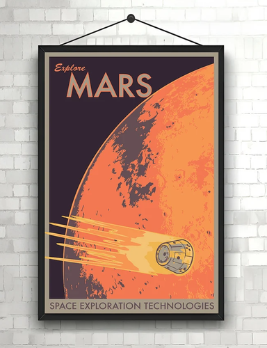 Explore Mars Space Exploration Technologies Travel Artwork Poster | eBay