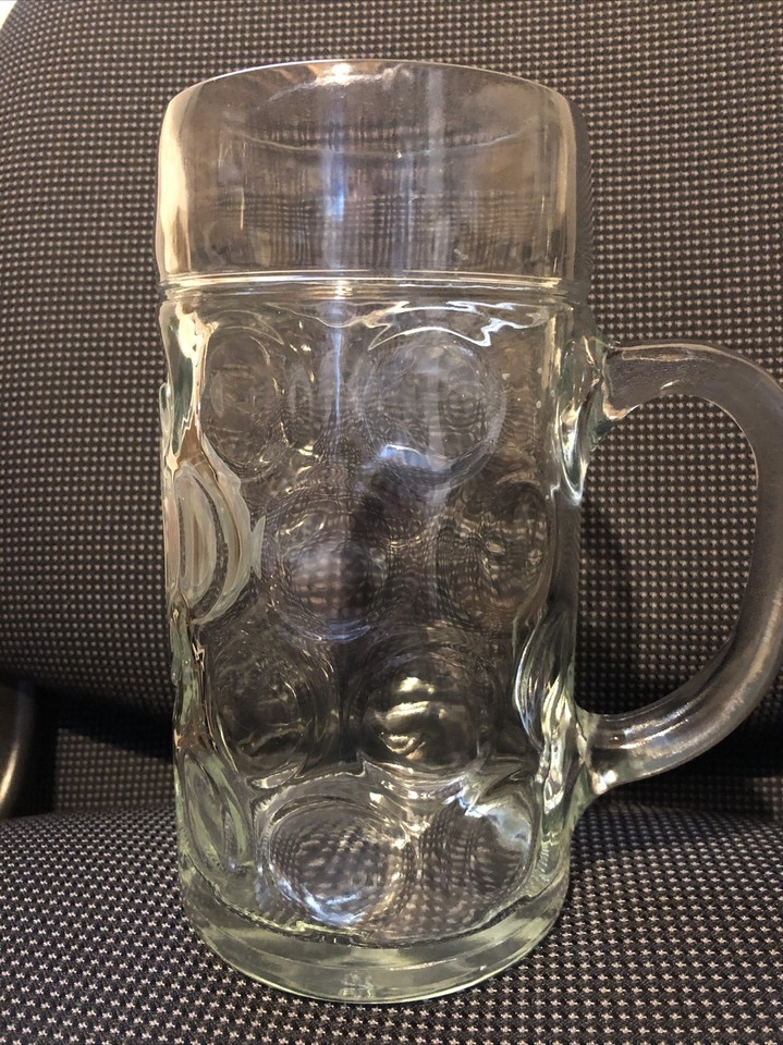 Paulaner Munchen 1 Liter German Beer Stein Mug Dimpled Glass ...