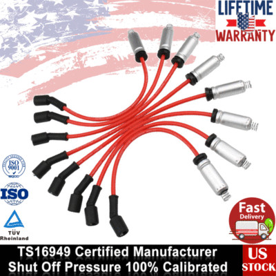 8Pcs New park Plug Wire Set W/Heat Shield Round For Chevy LS1 LS3 4.8/5 ...