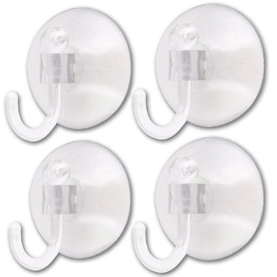 BATHROOM SUCTION HOOKS 4x Large Tile Shower Screen Clear Plastic Sucker ...