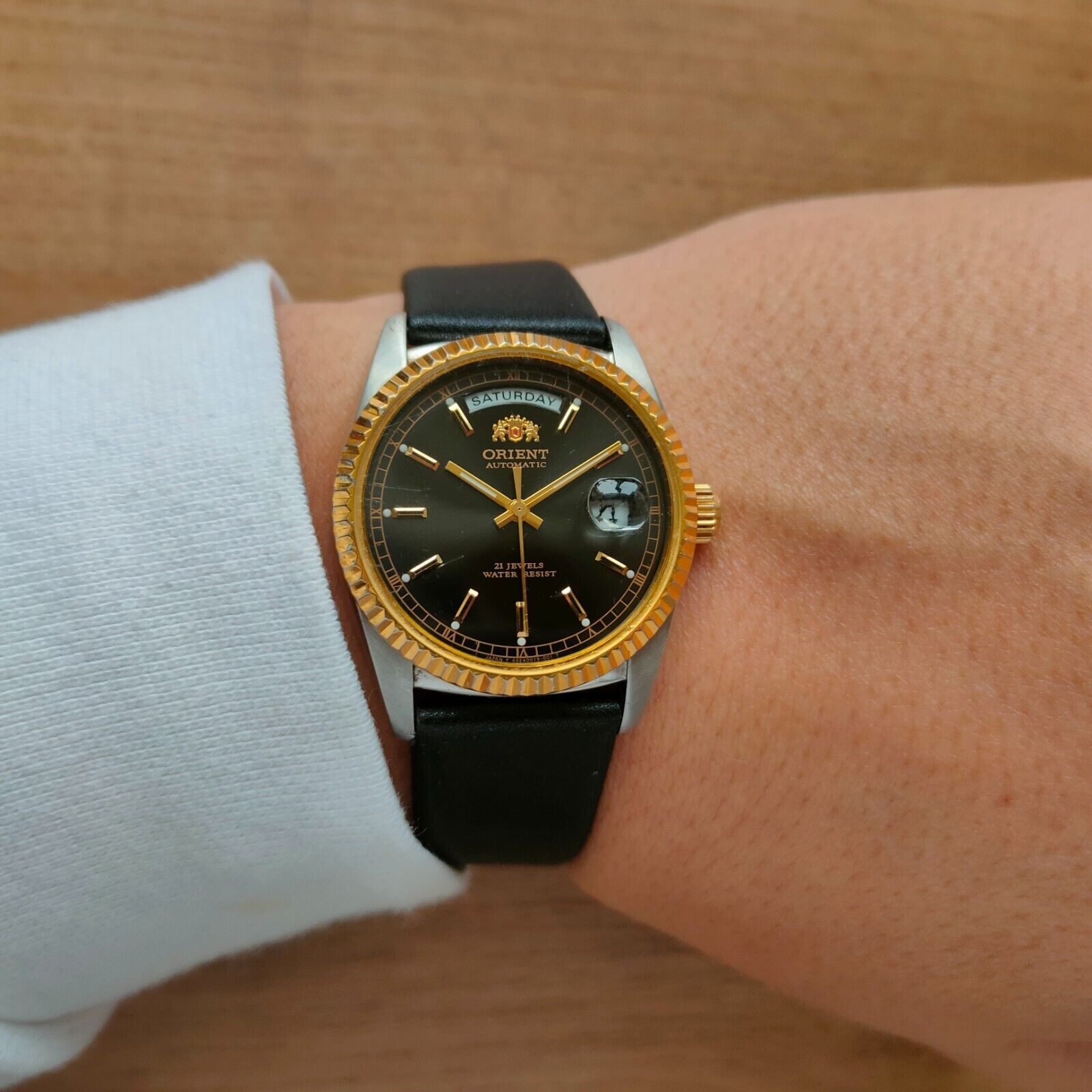 Ultra rare Orient President day date Mechanical classic black Automatic ...